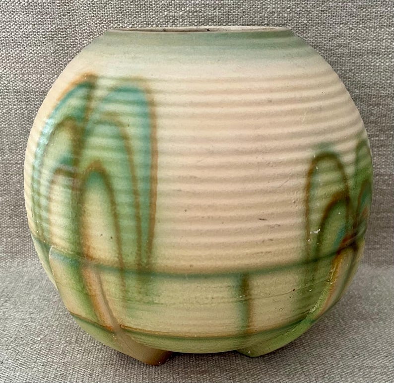 German Art Deco Pottery Beehive Ball Globe Vase Streamline Moderne ...
