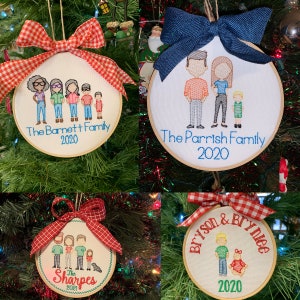 Personalized Embroidered Family Christmas Ornaments - Etsy