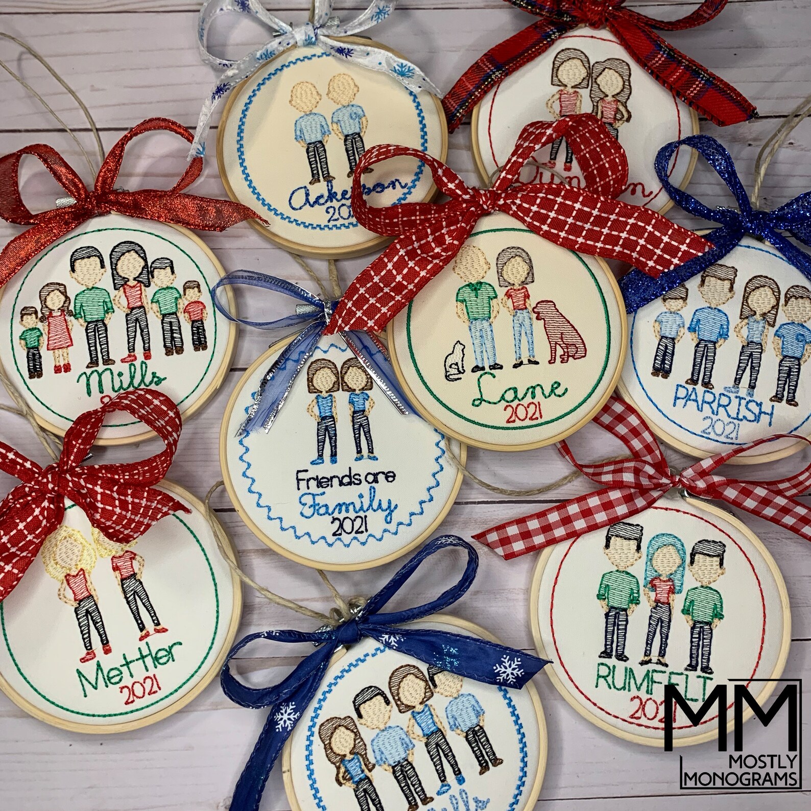 Personalized Embroidered Family Christmas Ornaments - Etsy