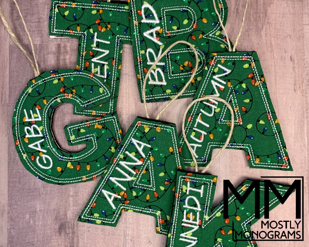 Personalized Embroidered Letter Christmas Ornament - Etsy