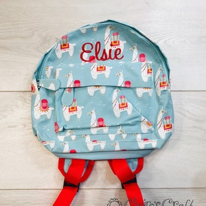 Personalised Blue Llama Mini Backpack for Children, School Bag, Nursery ...
