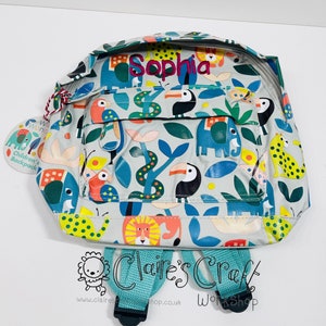 Personalised Jungle Animals & Birds Mini Backpack for Children, School ...