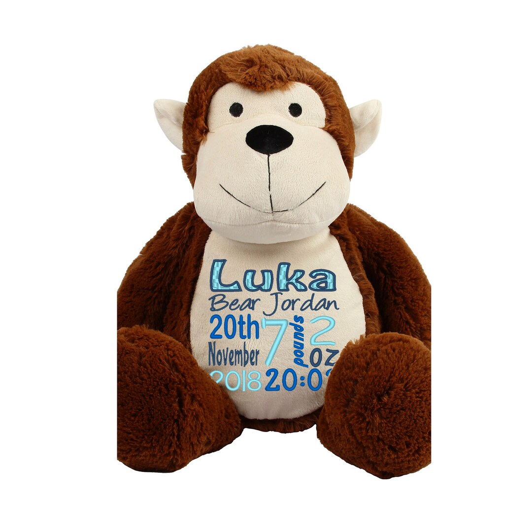 Personalised Embroidered Mumbles Monkey Teddy Bear With Design of Your ...