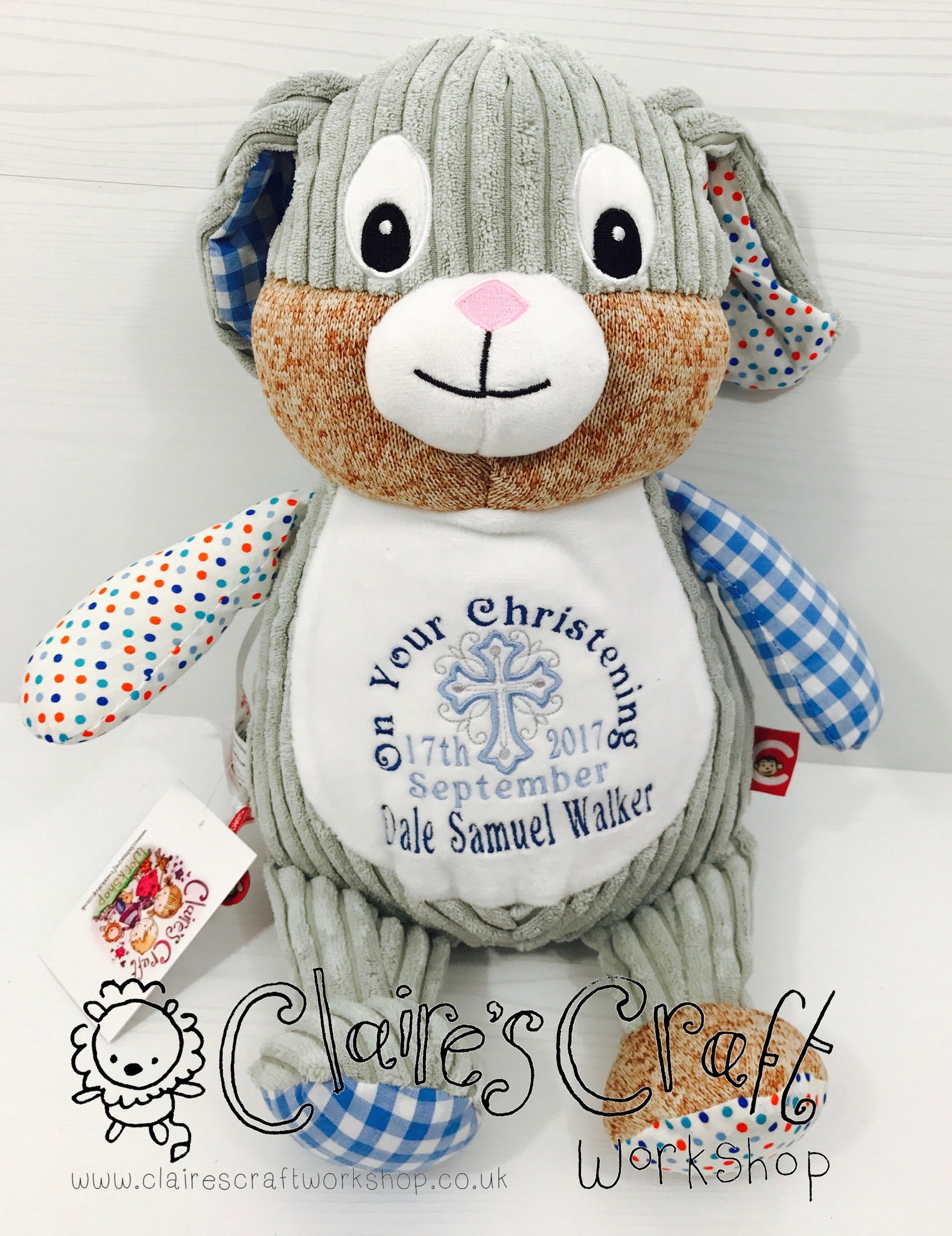 Personalised Embroidered Cubbie Sensory Bunny Teddy in Pink or - Etsy UK