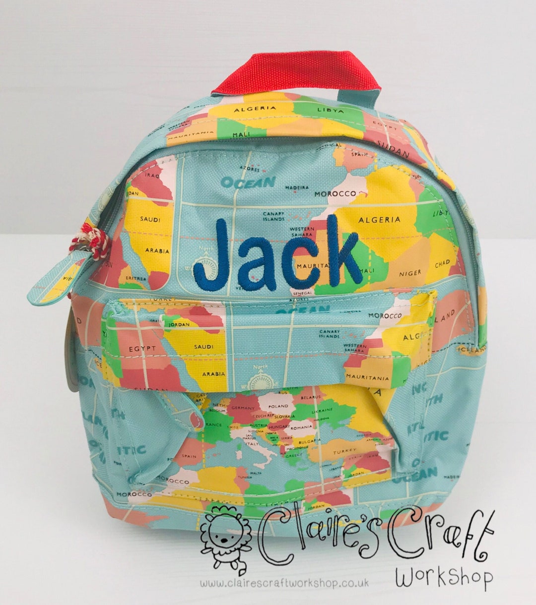 Personalised World Map Mini Backpack for Children, School Bag, Nursery ...