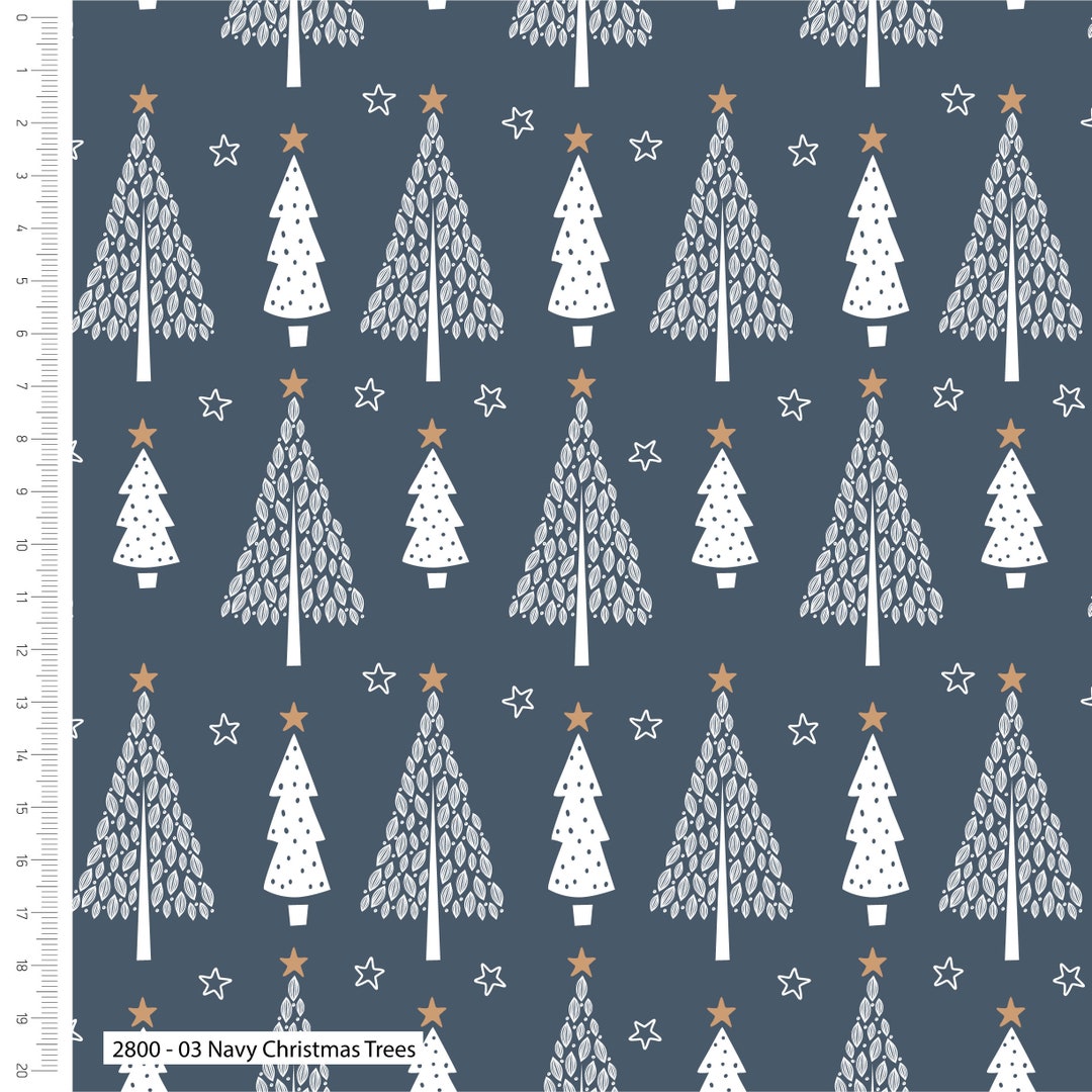 Navy Christmas Trees From the Hygge Christmas Range 100% Cotton Fabric ...