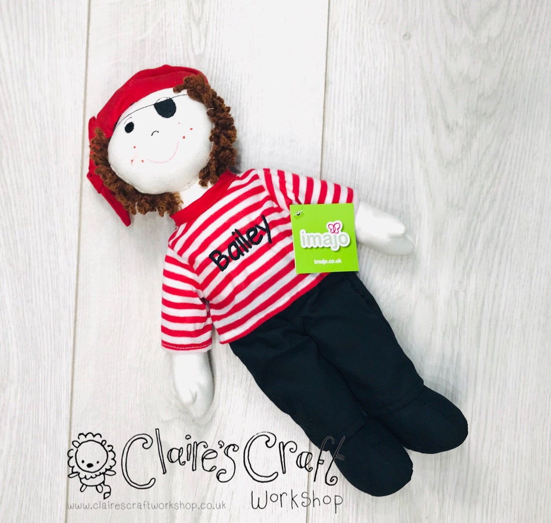 Personalised Pirate Rag Doll With Name Embroidered - Etsy UK