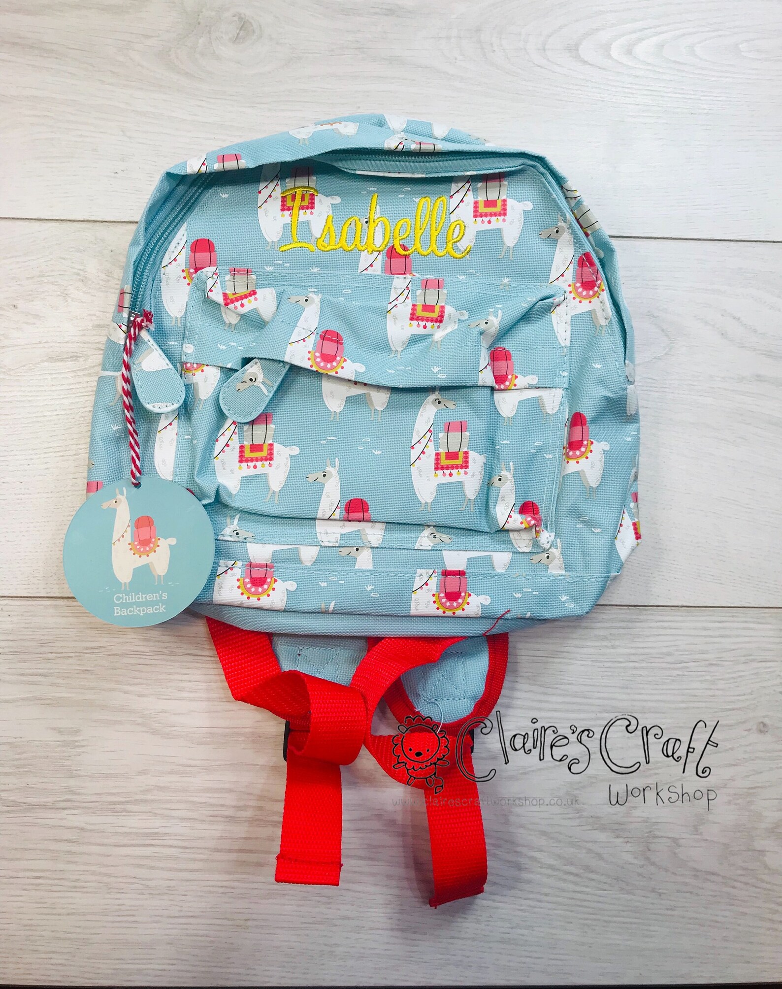 Personalised Blue Llama Mini Backpack for Children, School Bag, Nursery ...