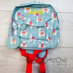 Personalised Blue Llama Mini Backpack for Children, School Bag, Nursery ...