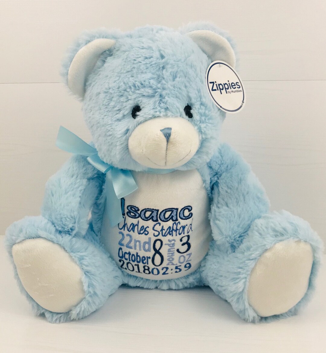 Personalised Embroidered Mumbles Pink or Blue Teddy Bear With - Etsy