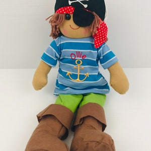 Personalised Pirate Rag Doll With Name Embroidered - Fabric, Birthday ...