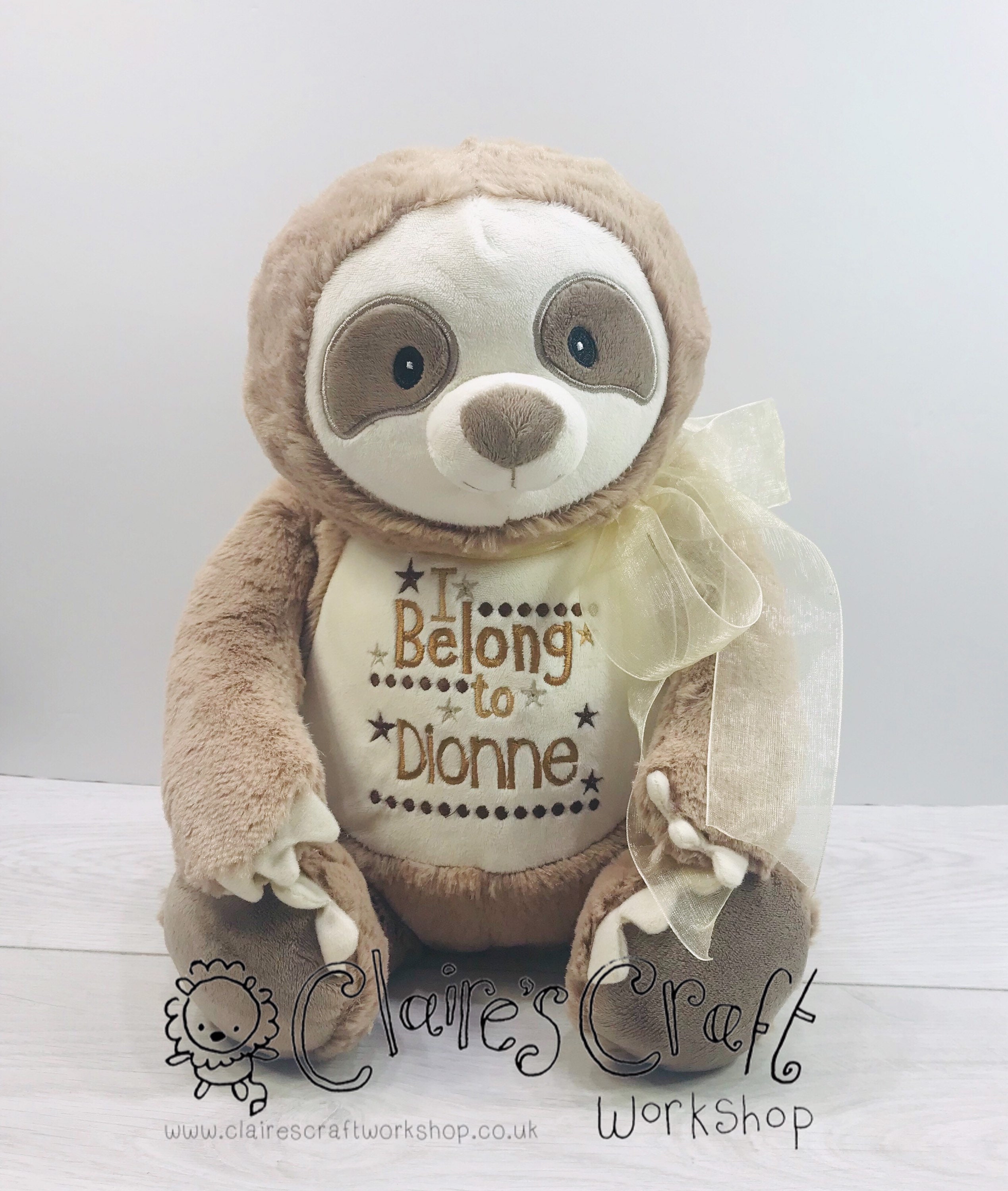 Personalised Embroidered Sloth Teddy From Cubbies With Bespoke - Etsy UK