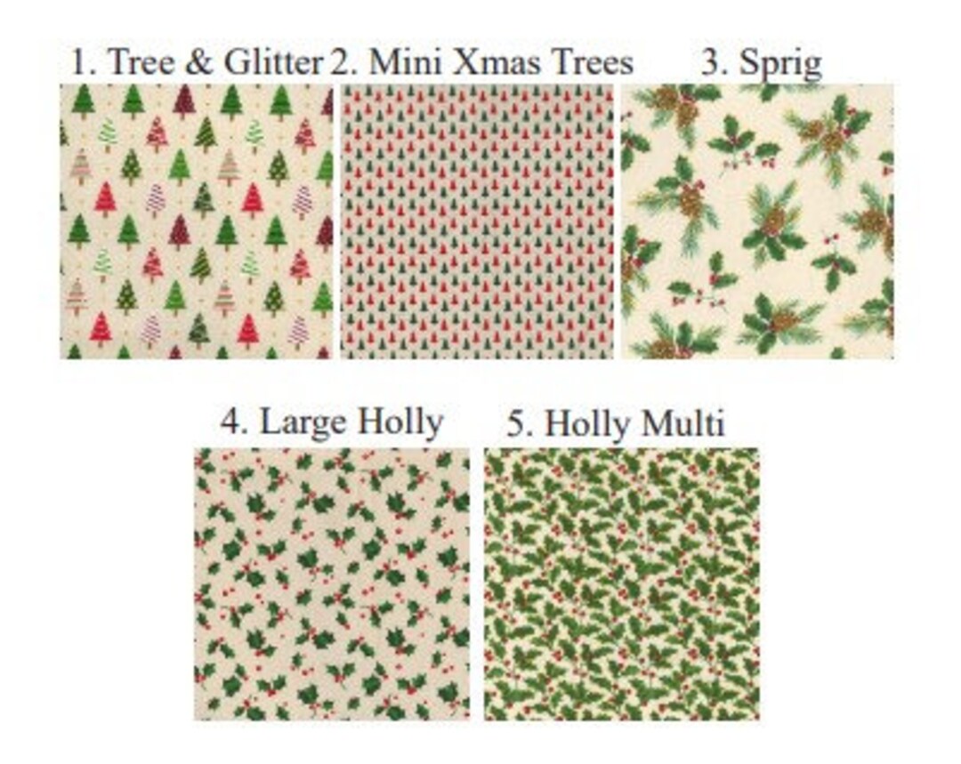 Pack of 5 Different Scandi Sparkle Tree and Holly Christmas Fat ...