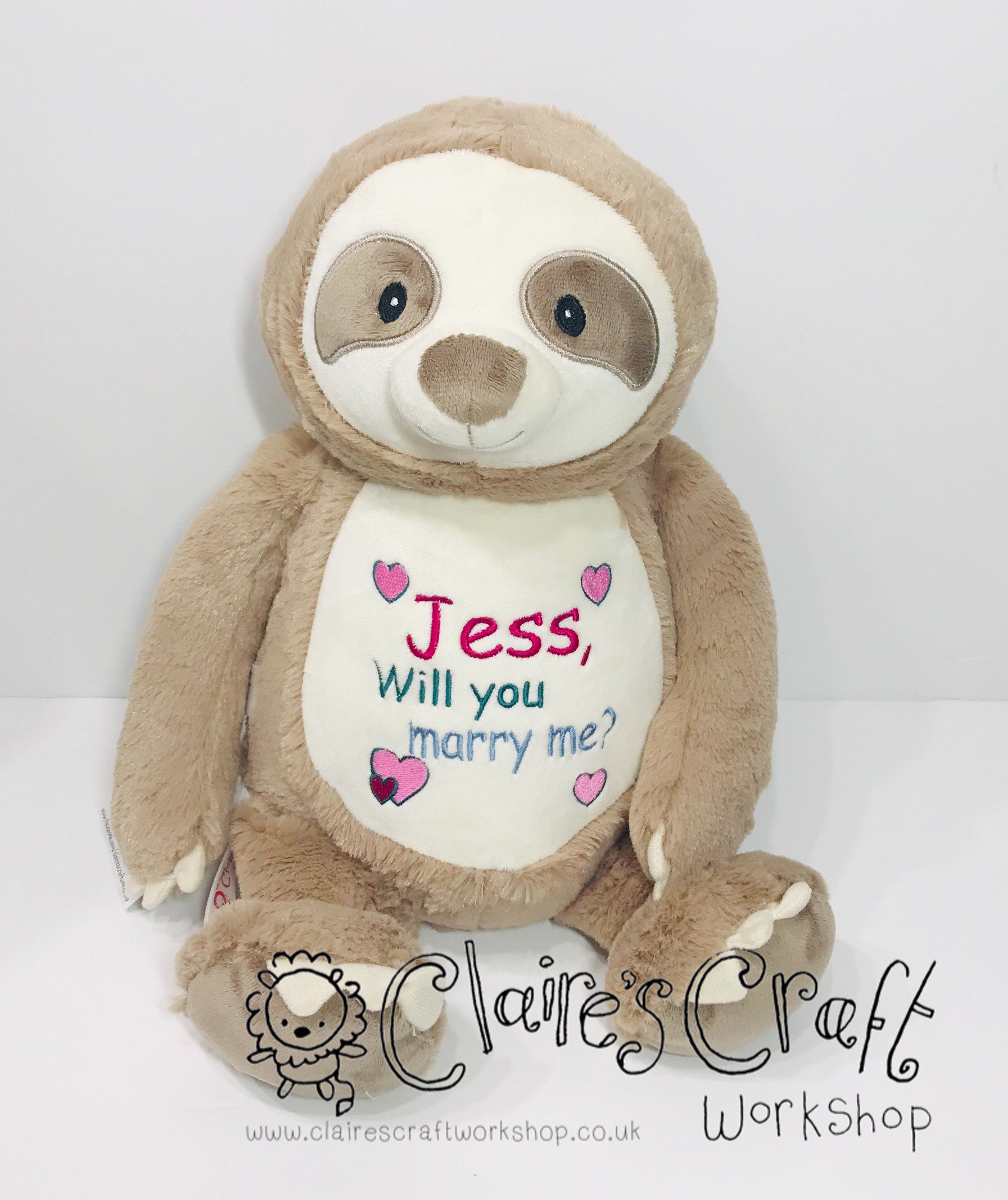 Personalised Embroidered Sloth Teddy From Cubbies With Bespoke - Etsy UK