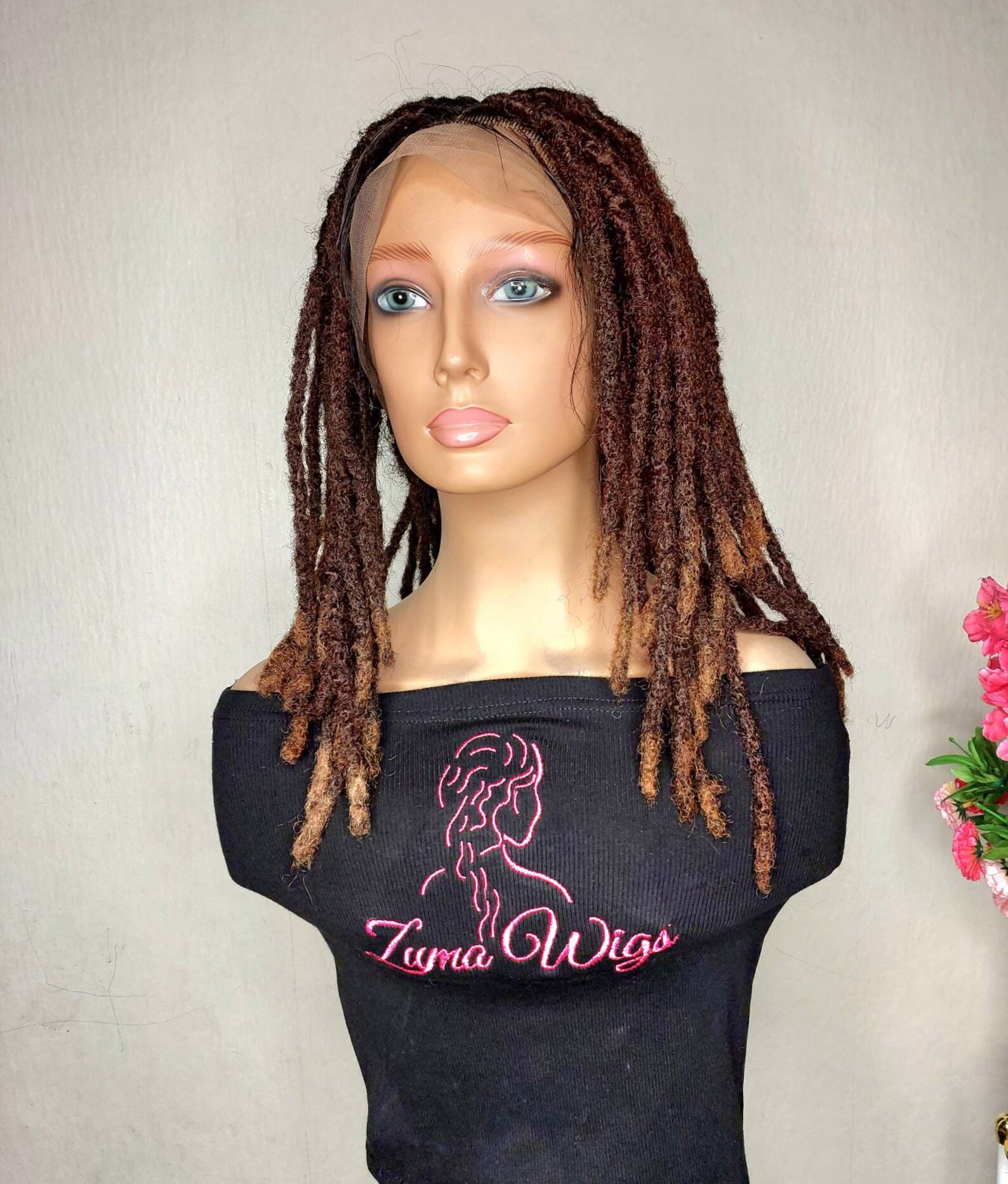 DREADLOCK WIG Brown Ombre Full Lace Synthetic Dreadlock Wig Dreads Wig ...