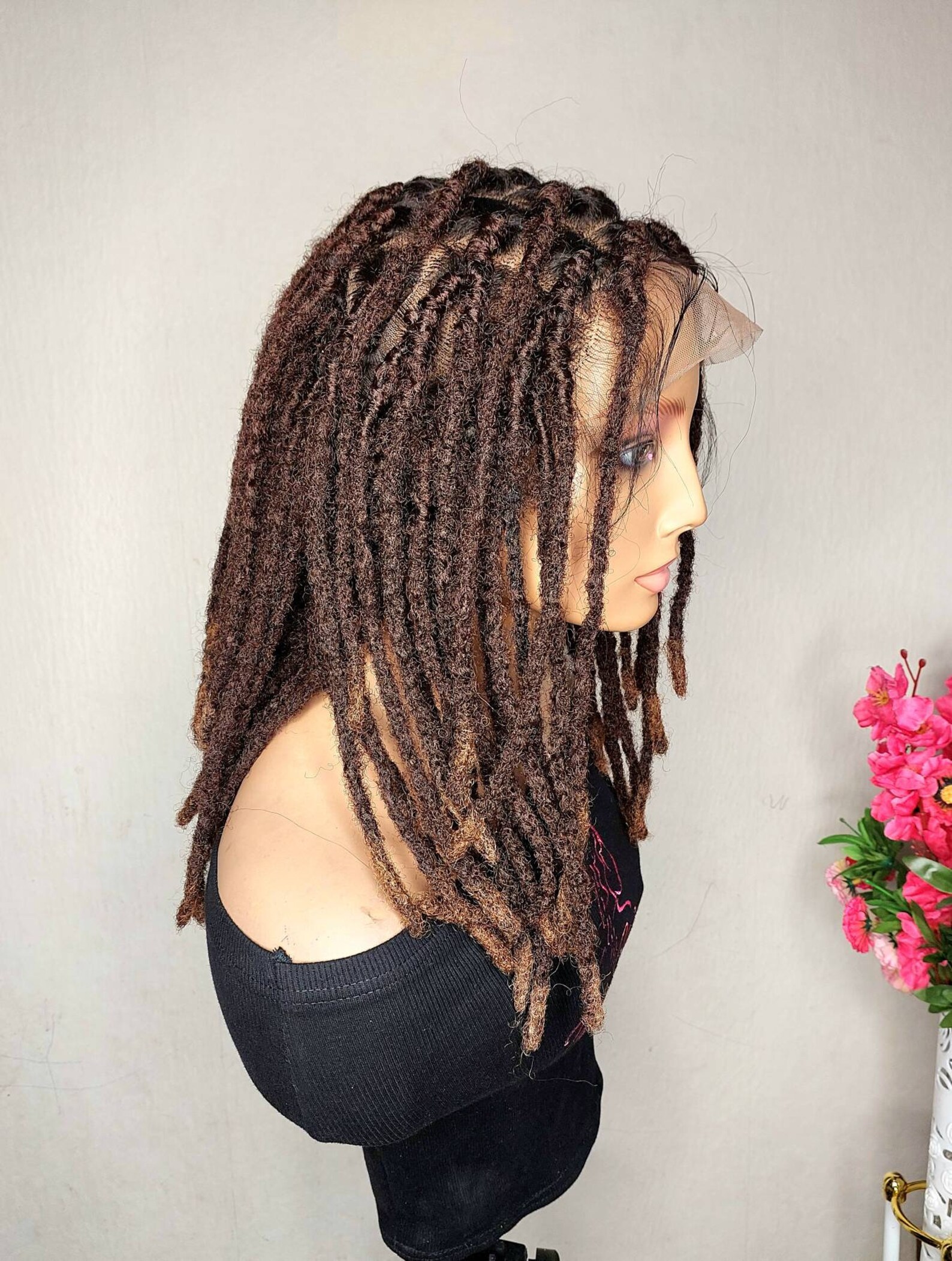 DREADLOCK WIG Brown Ombre Full Lace Synthetic Dreadlock Wig Dreads Wig ...