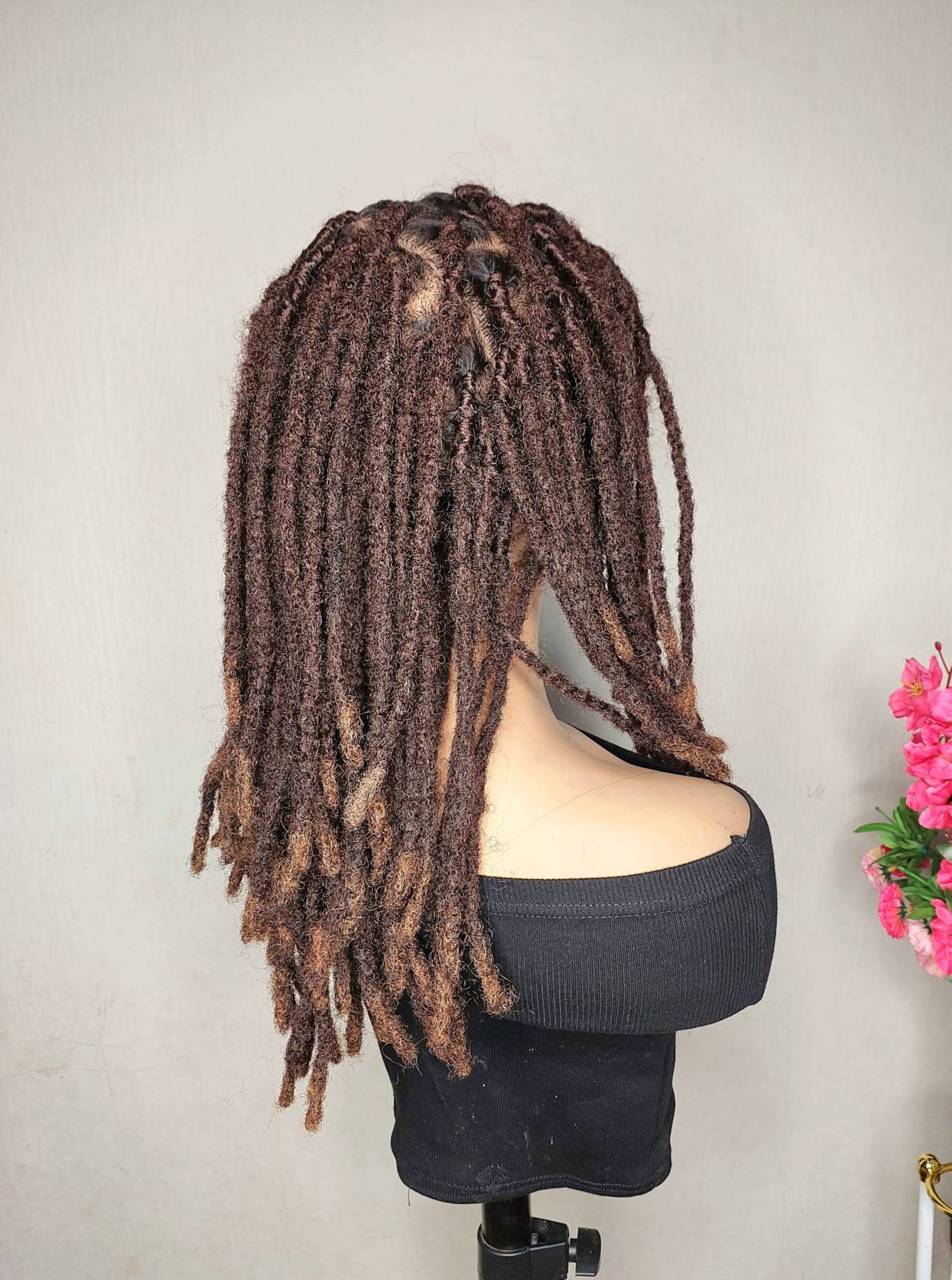 DREADLOCK WIG Brown Ombre Full Lace Synthetic Dreadlock Wig Dreads Wig ...
