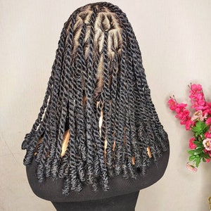 Invisible Locs With Knots, Black Color, 2 Strand Twists Bob Locs ...