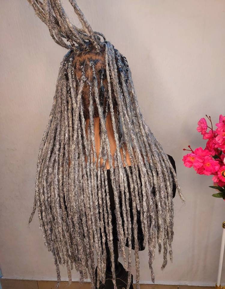 DREADLOCK WIG Grey Dreadlock Wig Full Lace Synthetic - Etsy