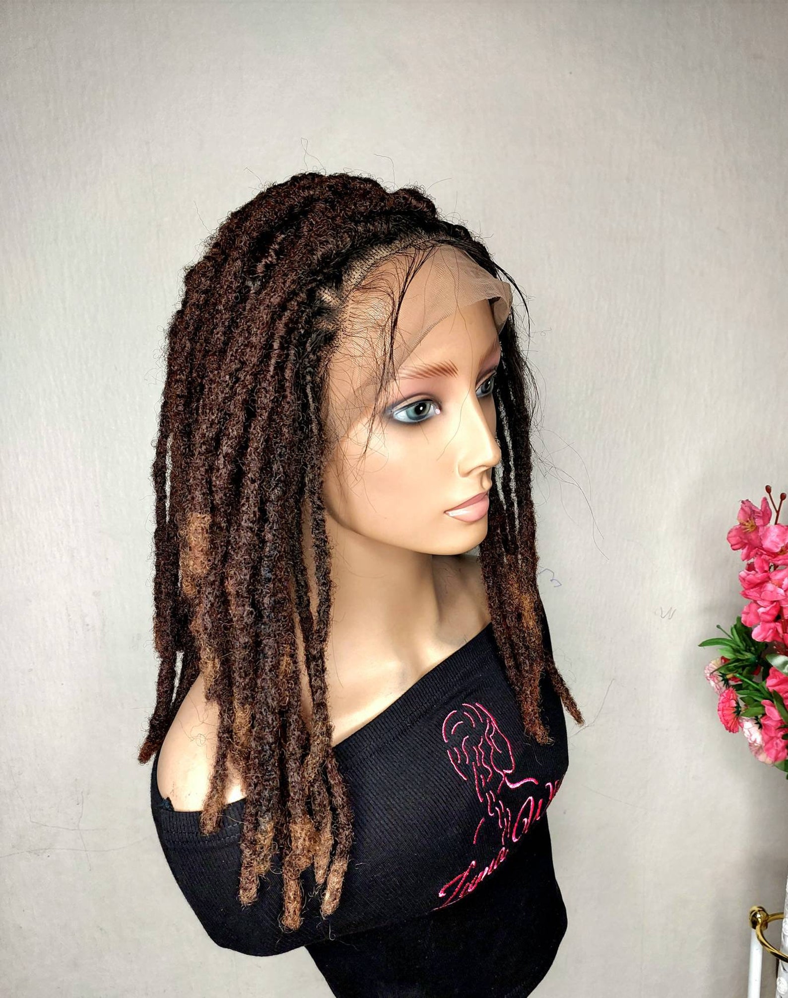 DREADLOCK WIG Brown Ombre Full Lace Synthetic Dreadlock Wig Dreads Wig ...