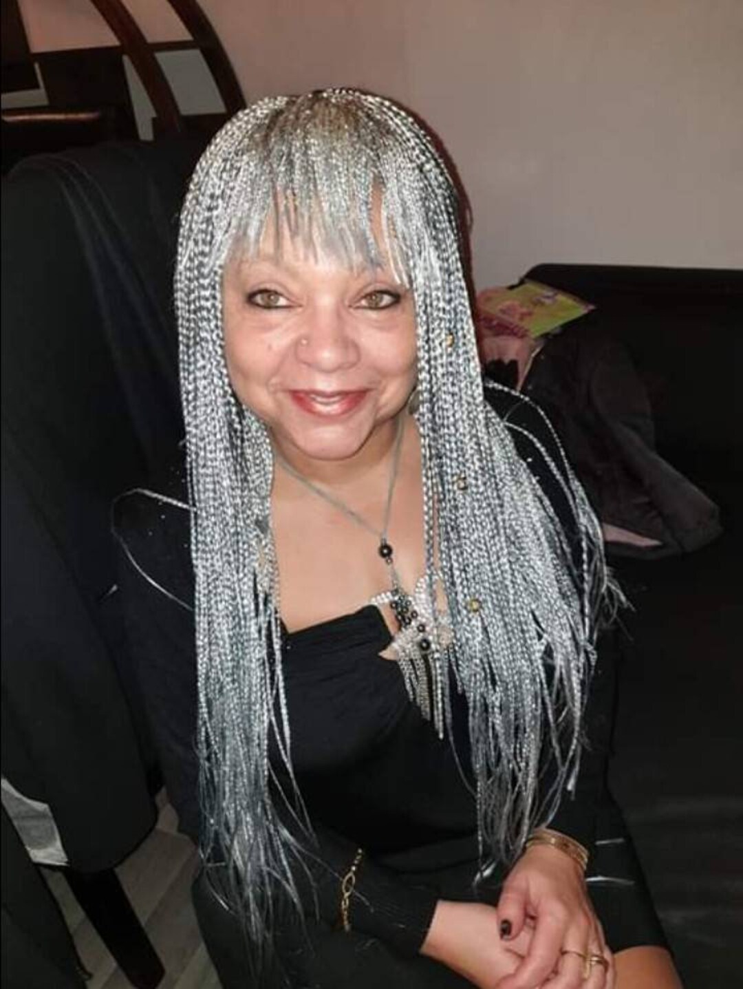 Gray Braided Wig Box Braids Wig With Bangs - Etsy