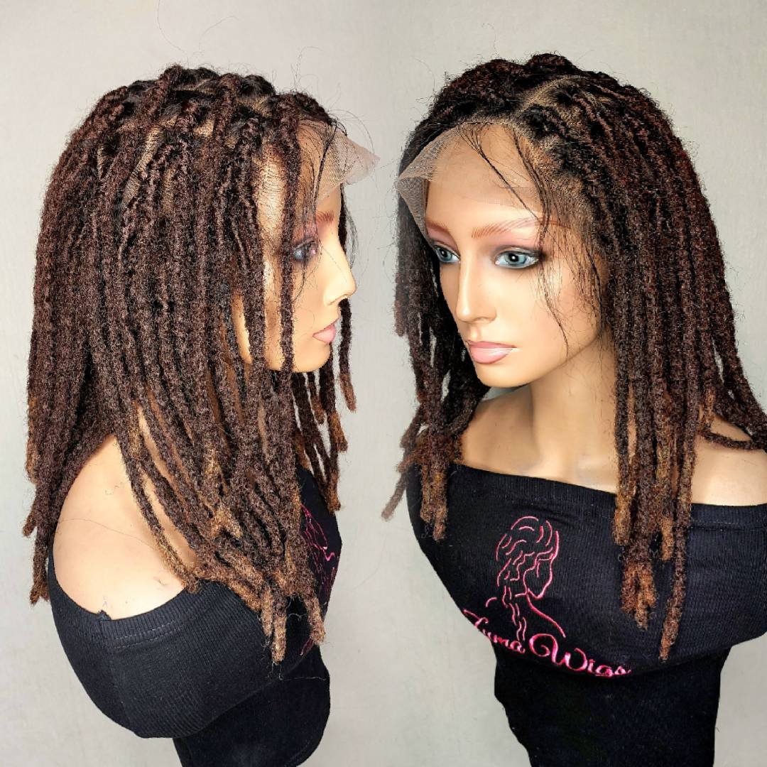 DREADLOCK WIG Brown Ombre Full Lace Synthetic Dreadlock Wig Dreads Wig ...