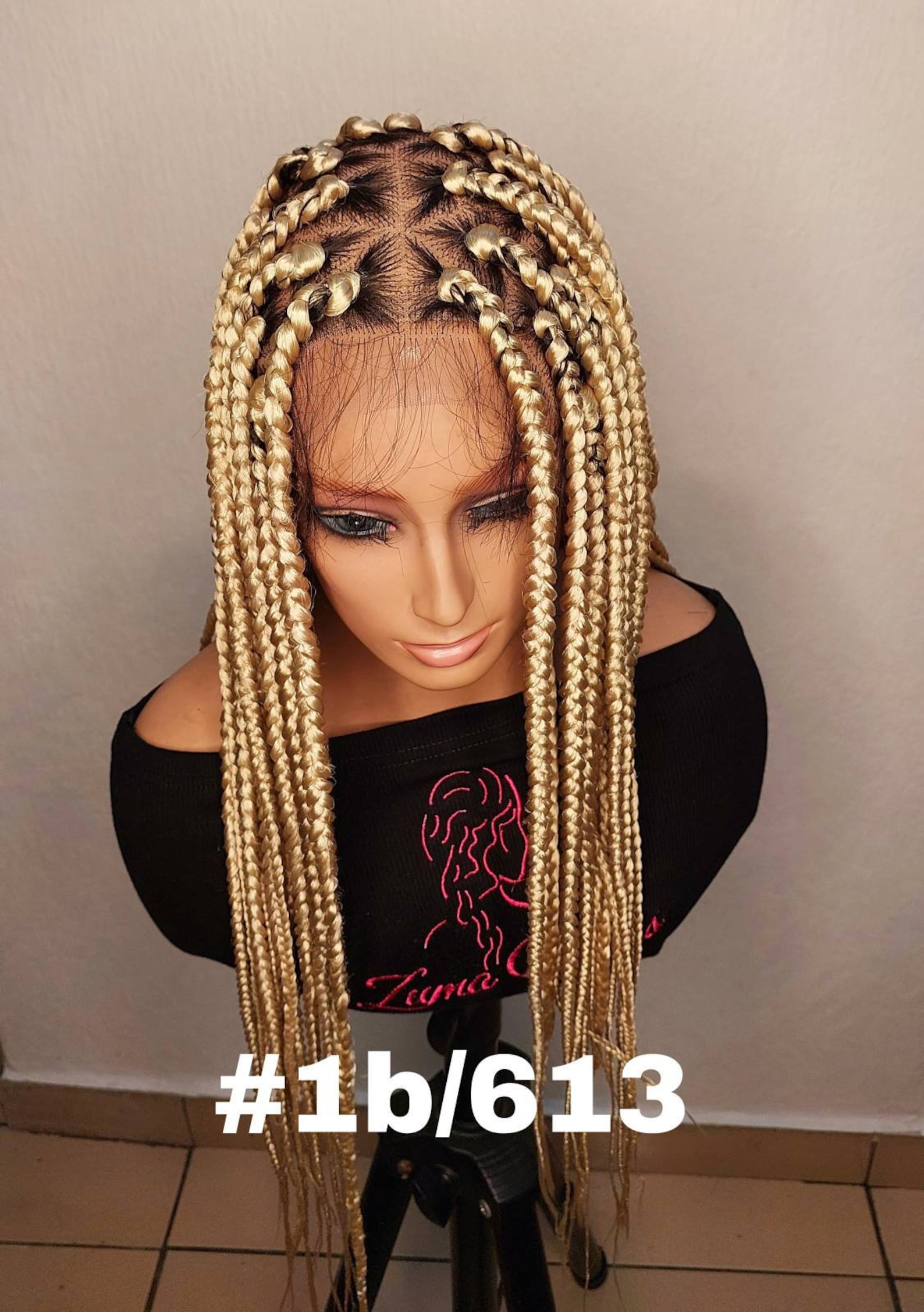 Jumbo Box Braid Knotless Braided Wig 360 Full Lace Triangle Etsy