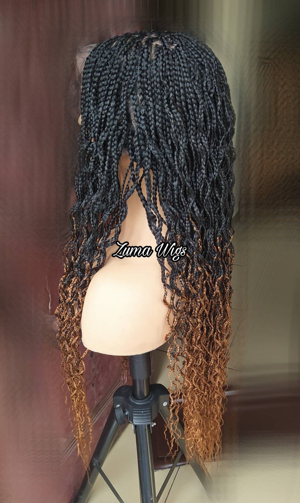 WAVY BRAID WIG Box Braid Wig Wavy Braids Lace Front Full - Etsy Canada