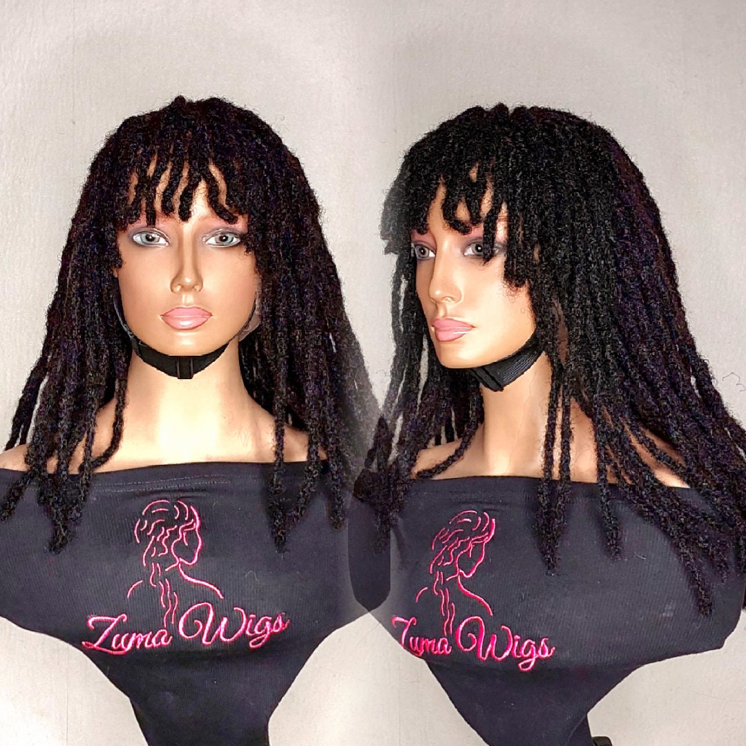 Human Hair Dreadlock Wigs For Black Women Dreadlocks With Bangs Made To Order Etsy