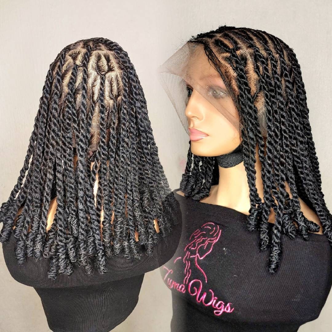 Invisible Locs With Knots, Black Color, 2 Strand Twists Bob Locs ...