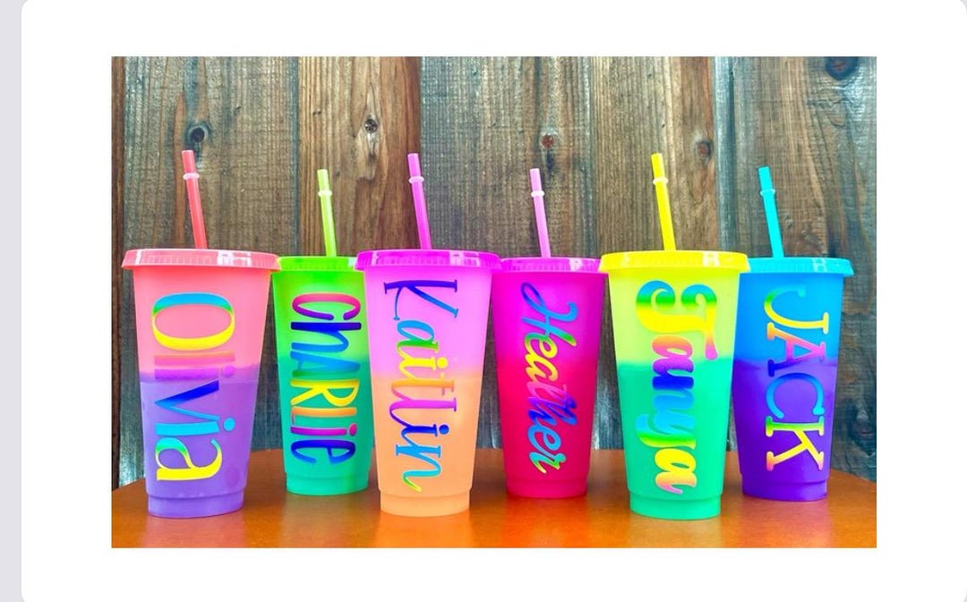 Rainbow Personalized Neon Party Favor Color Changing Cold Cups - Etsy