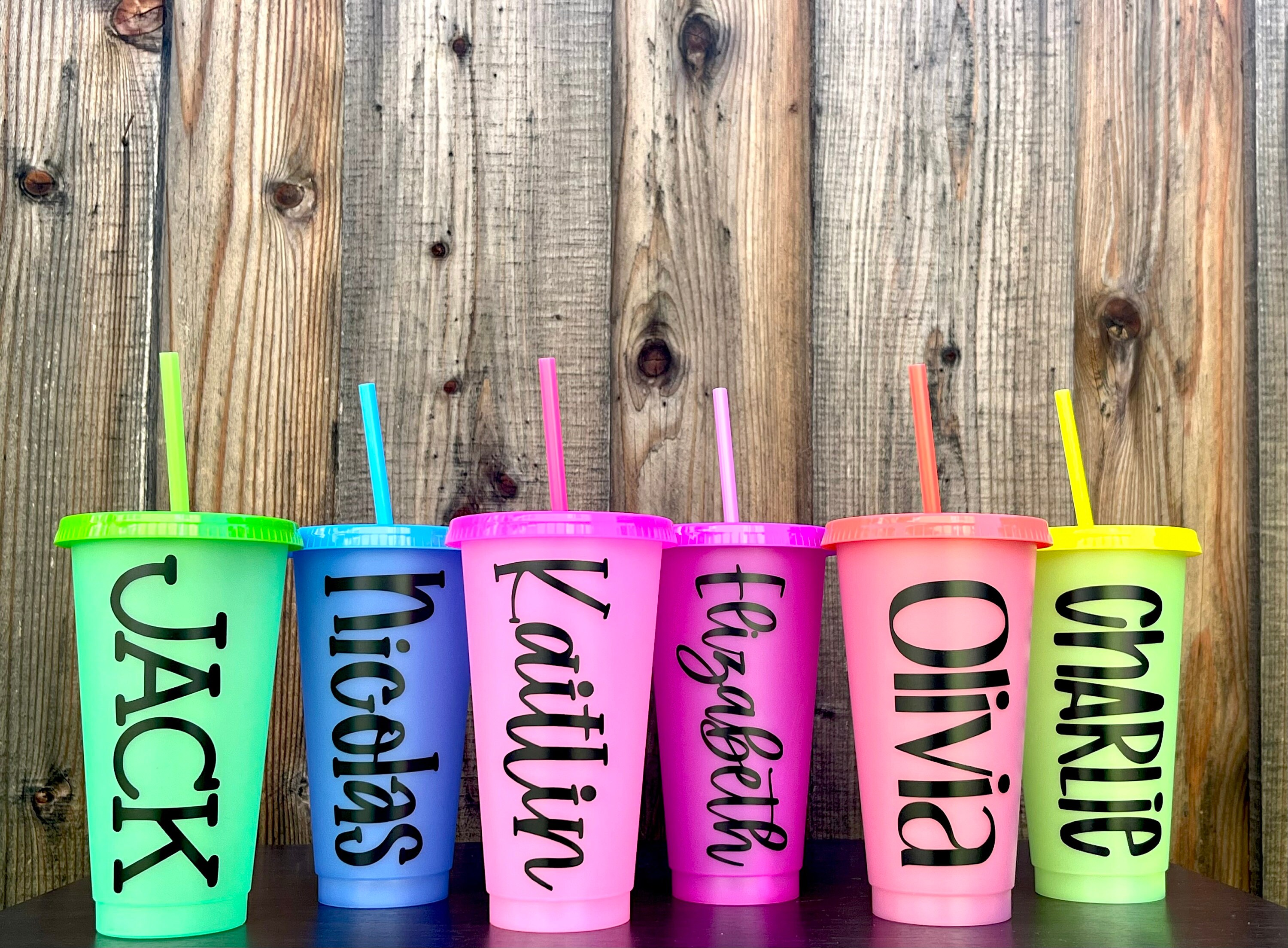 Personalized Party Favor Neon Color Changing Cold Cups With Black ...