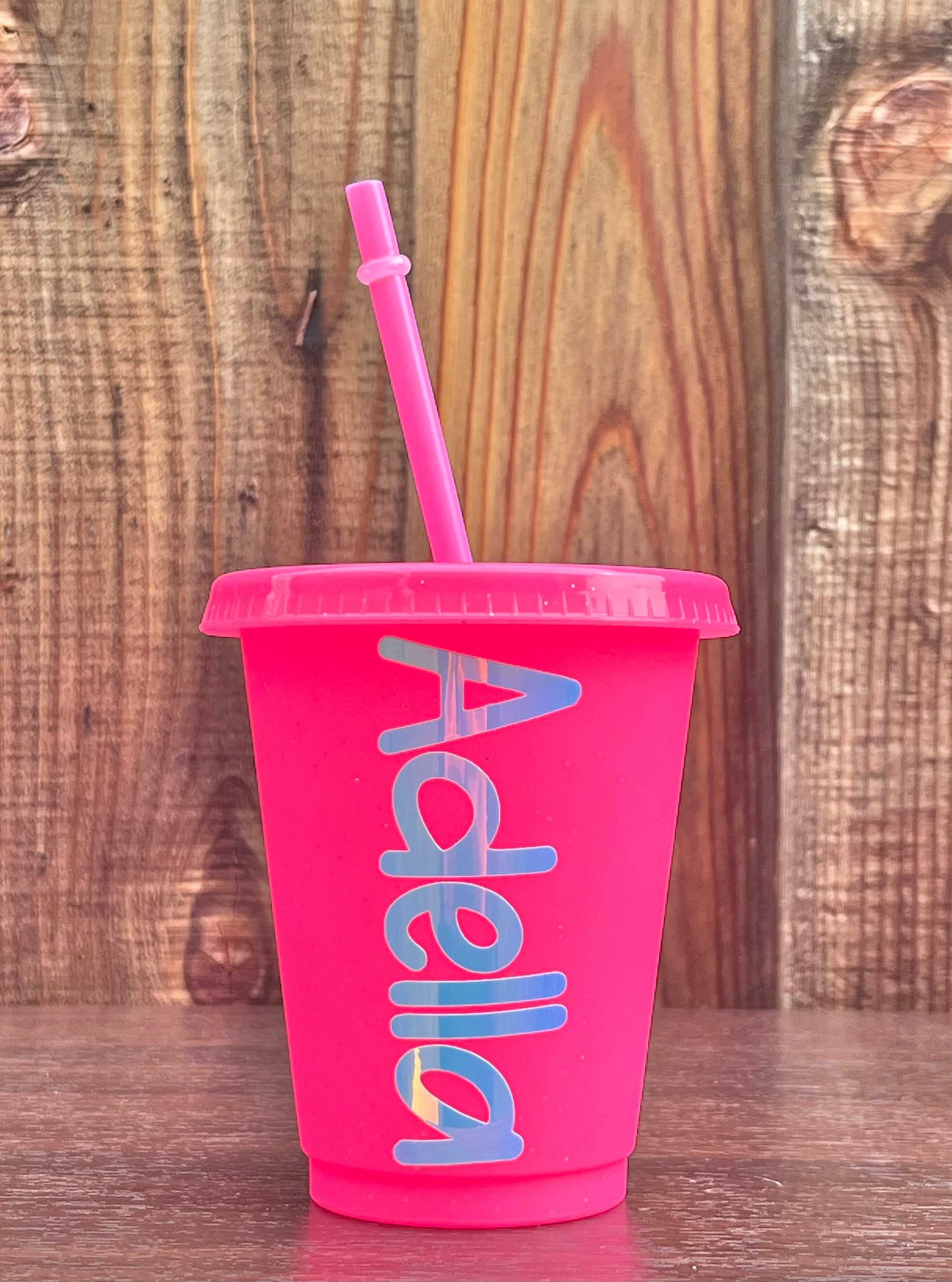 Hot Pink Sparkly Personalized Cups for Kids and Tweens Birthday Parties ...