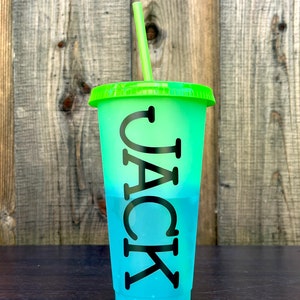 Personalized Party Favor Neon Color Changing Cold Cups With Black ...