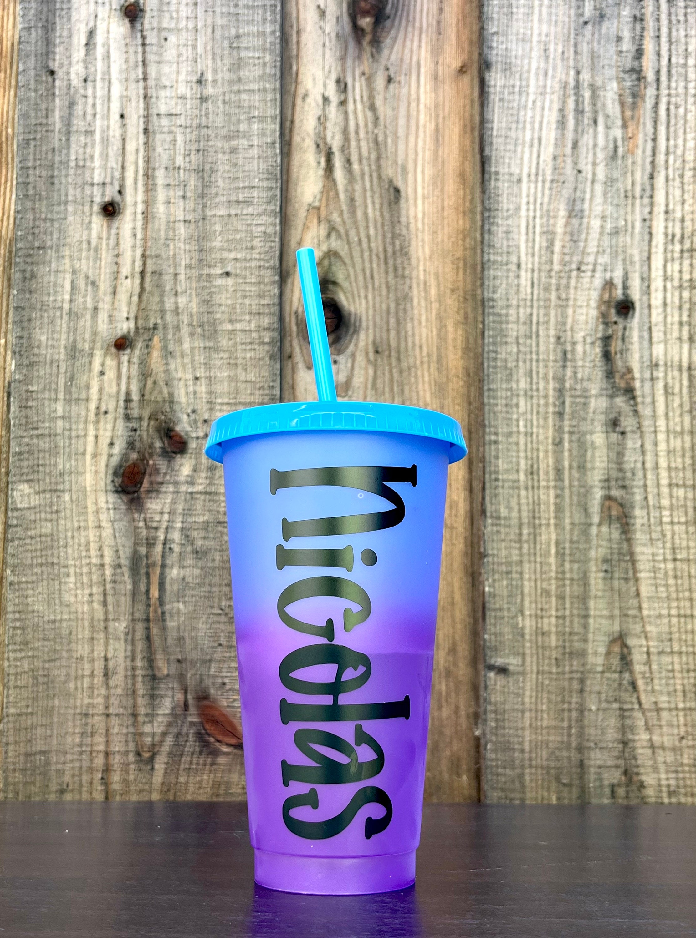 Personalized Party Favor Neon Color Changing Cold Cups With Black ...