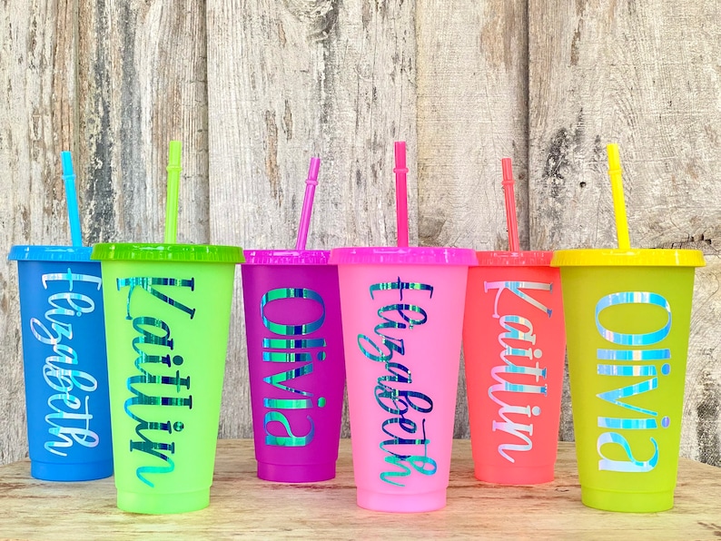 Neon Summer Personalized Party Favor Color Changing Cold Cups - Etsy