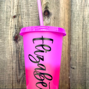 Personalized Party Favor Neon Color Changing Cold Cups With Black ...