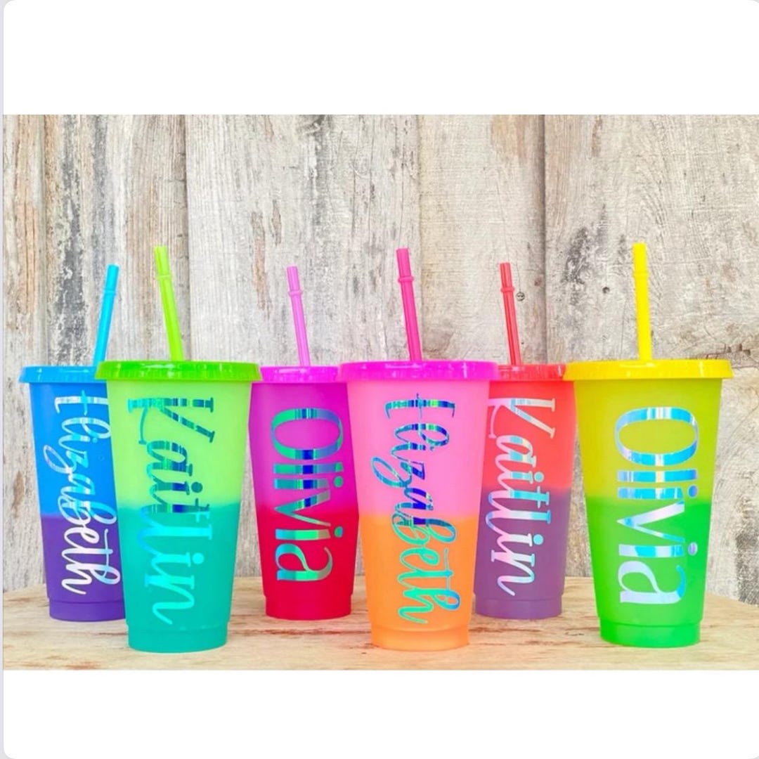 Neon Summer Personalized Party Favor Color Changing Cold Cups - Etsy