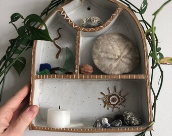 Ceramic Wall Shrine Altar Shelf White and Green Agate - Etsy