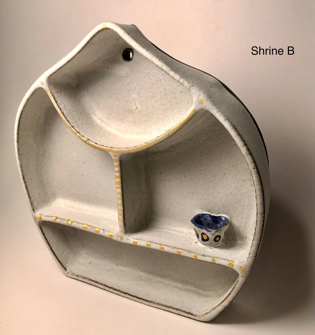 Ceramic Wall Shrine Altar Shelf White and Green Agate - Etsy