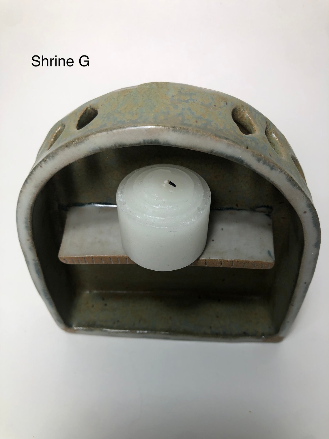 Ceramic Wall Shrine Altar Shelf White and Green Agate - Etsy