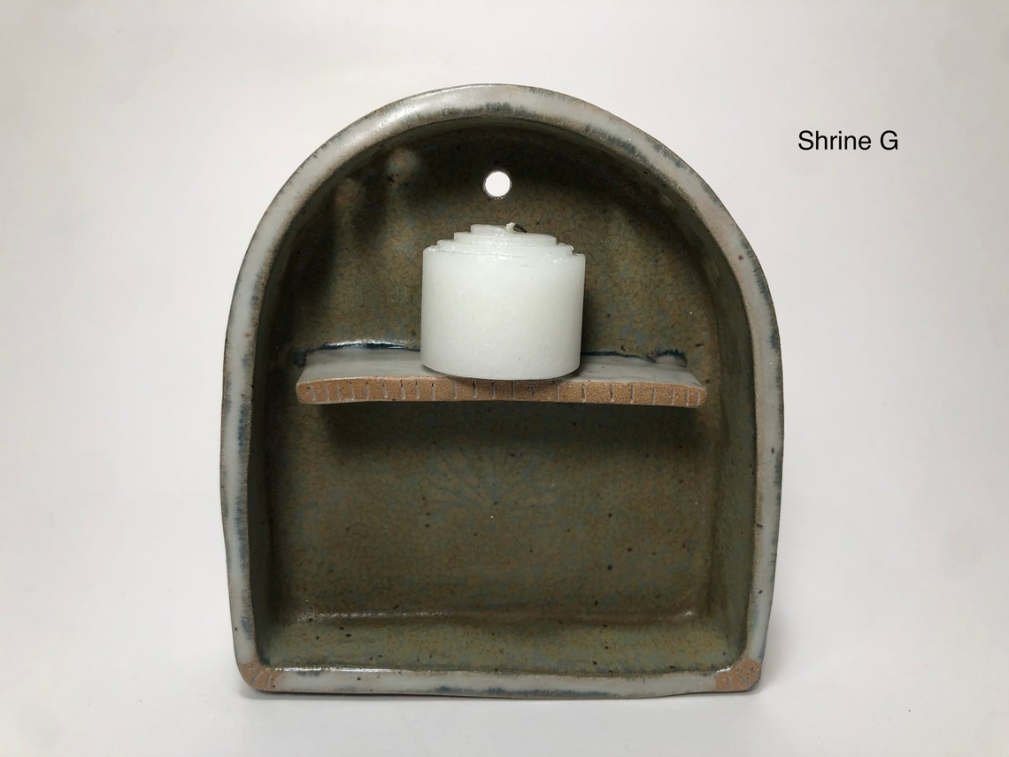 Ceramic Wall Shrine Altar Shelf White and Green Agate - Etsy