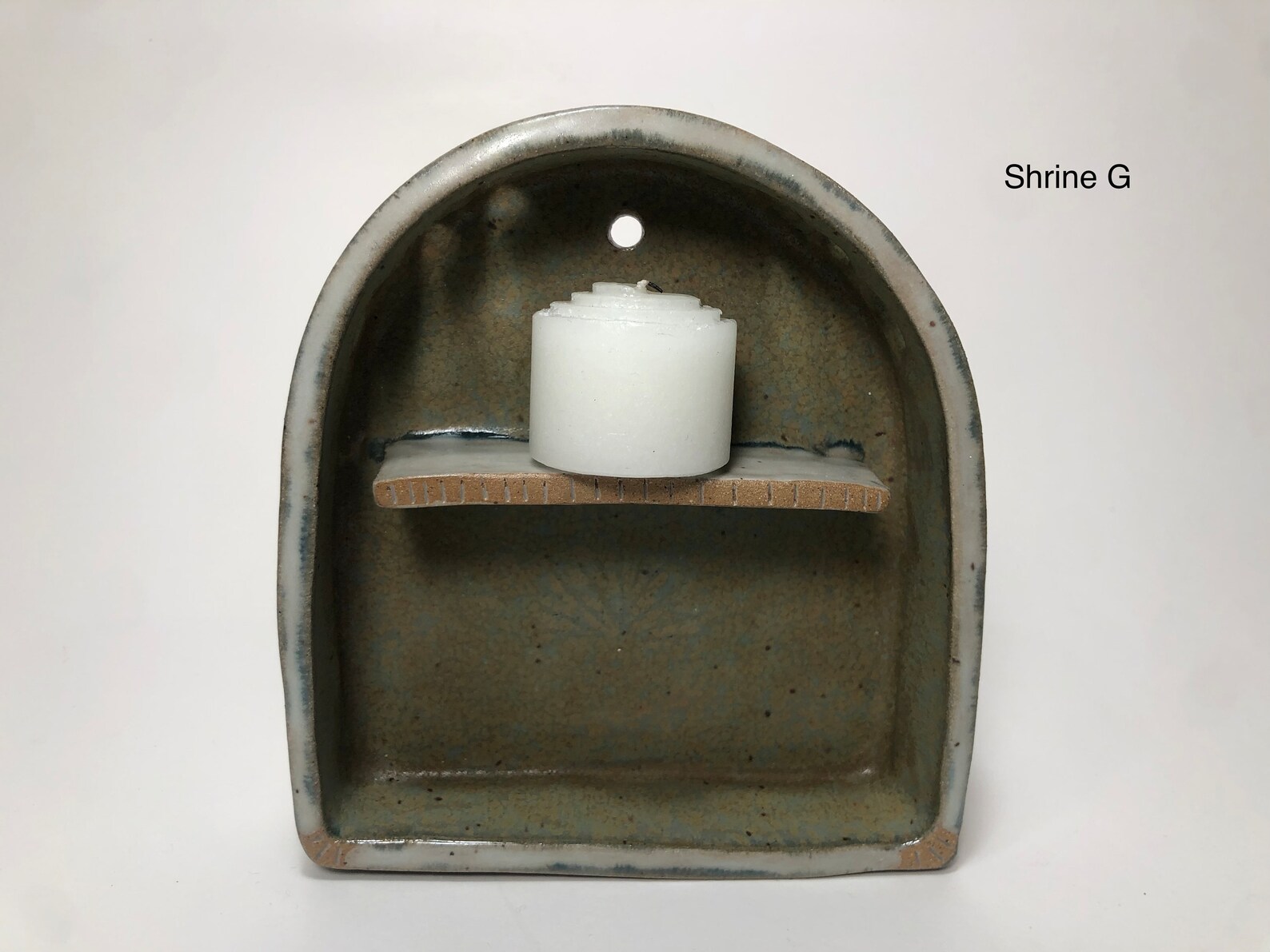 Ceramic Wall Shrine Altar Shelf White and Green Agate - Etsy