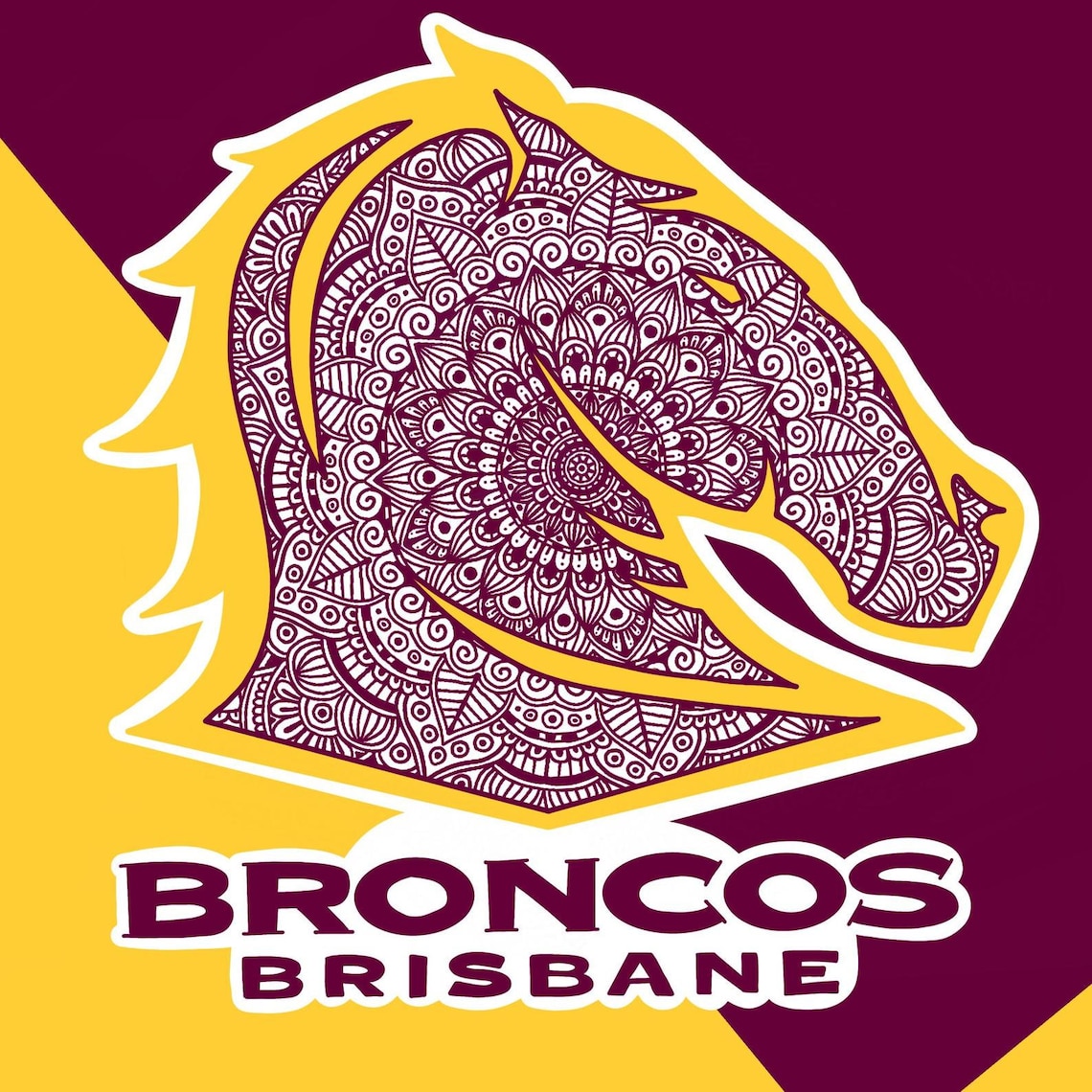 Brisbane Broncos Zentangle Stickers WATERPROOF | Etsy
