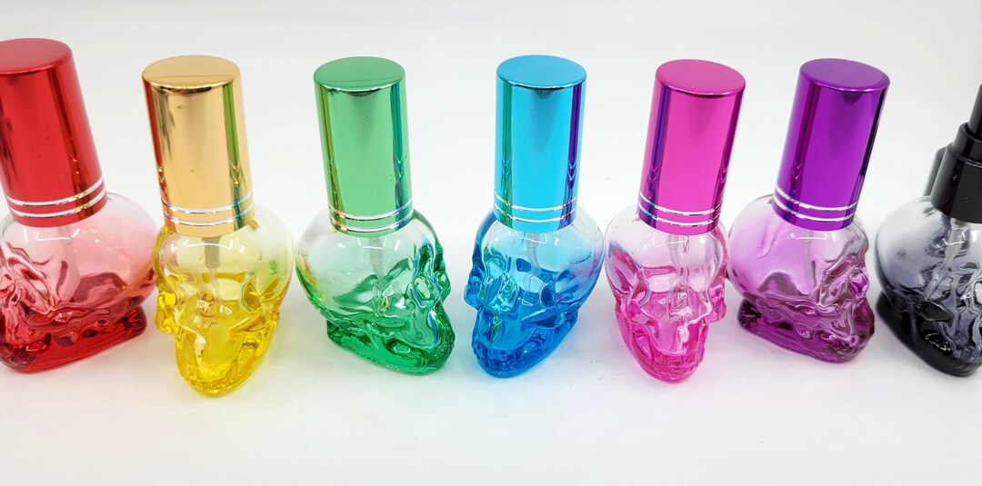One Clear Glass Skull Spray Bottle | 8ml Capacity Empty Fragrance Spray ...