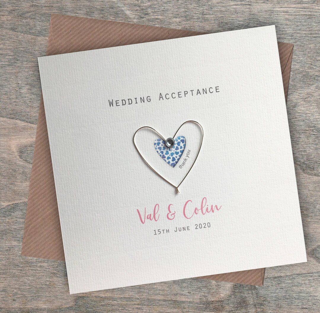 Wedding Day Acceptance Card - Personalised & Handmade - Also Evening ...