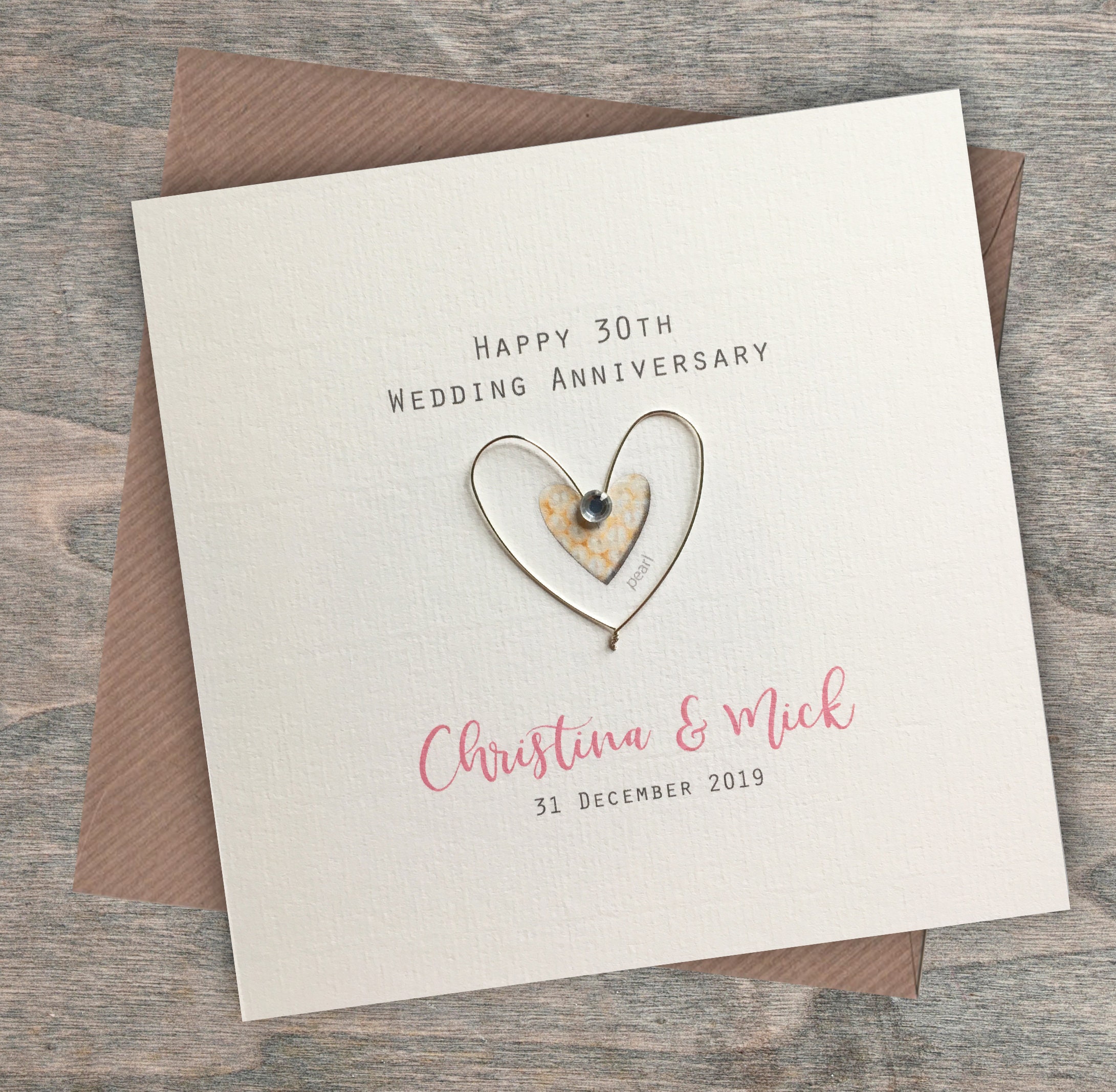 30th Wedding Anniversary Card Pearl Personalised Handmade Etsy