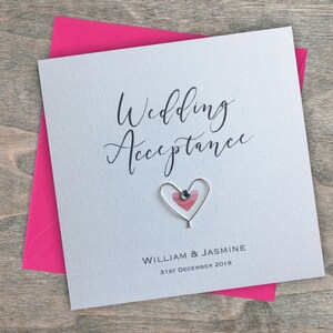Wedding Day Invitation Acceptance Card Personalised & Handmade Also ...