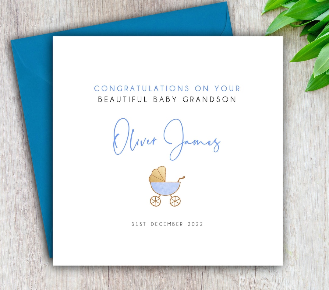 New Grandparents Card, Congratulations on Your Baby Grandson, Great ...