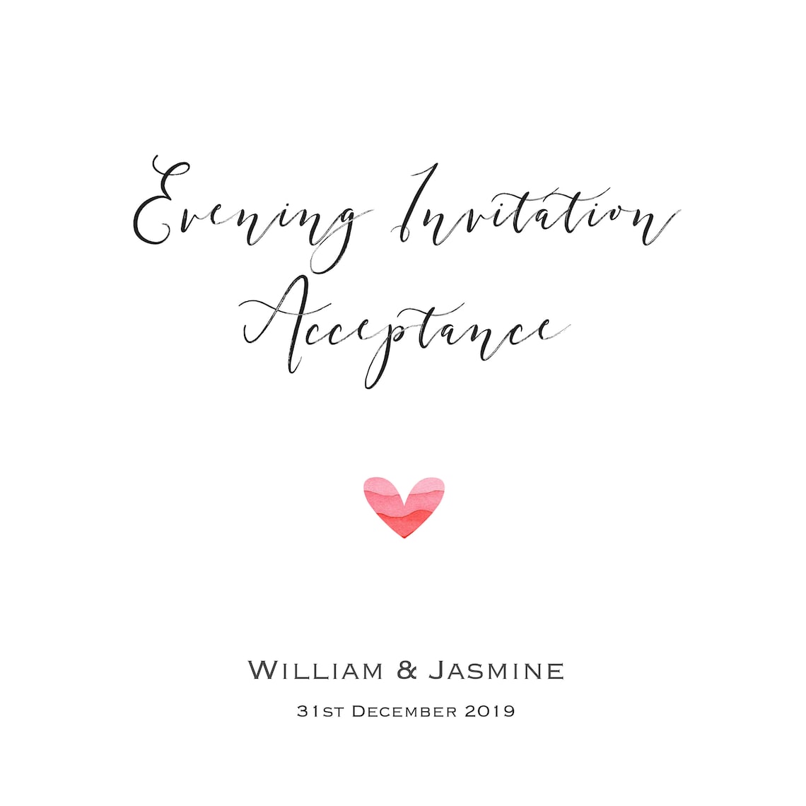 Wedding Day Invitation Acceptance Card Personalised & - Etsy UK